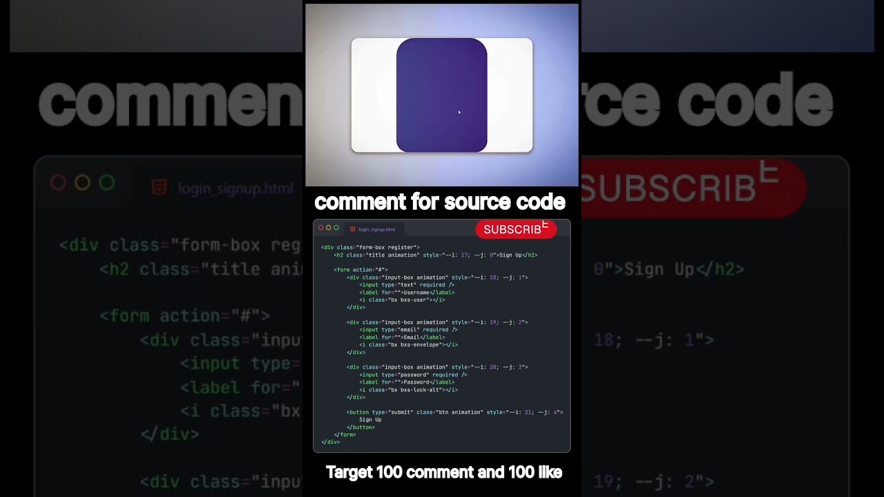 Animated Login and Register form design | #coding #react #javascript #frontend #finalcodelab