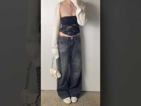 easy + cute way to style baggy jeans!!๐ฅน๐ #outfitideas #baggyjeans #jeans #fashion #ootd #style