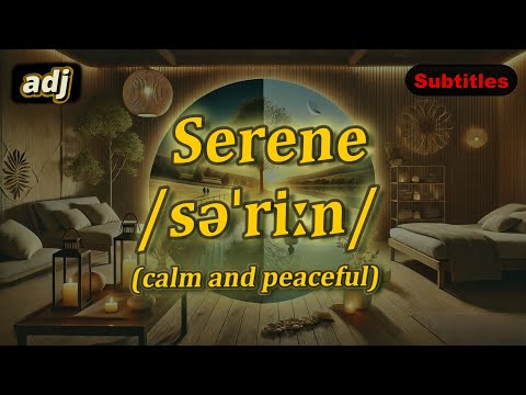 [adj] Serene meaning (calm and peaceful) with 5 examples