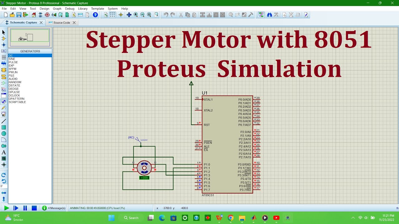 Stepper Motor with 8051 Microprocessor | Proteus Simulation