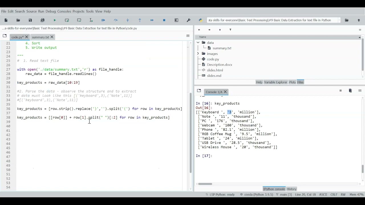 #9 Basic Python Data Extraction from Text Files