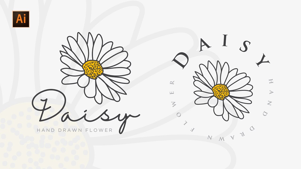 Hand Drawn Botanical Daisy Flower Logo  | Adobe Illustrator Tutorial