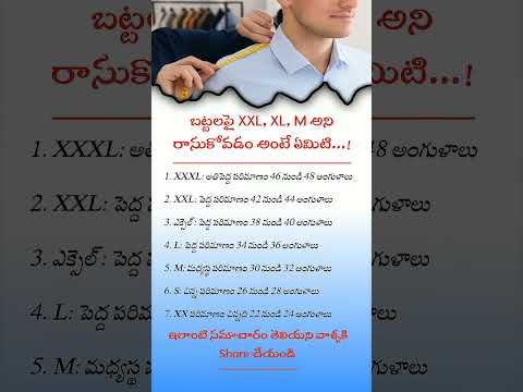 Shirt Sizes Explained! | What Do M, L, XL, XXL Mean | Telugu Fashion Guide