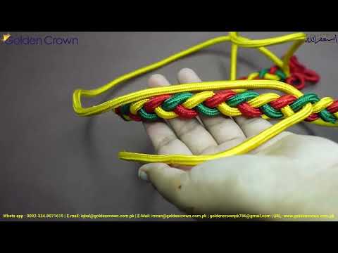 Military Aiguillette Fourragere Green Red and Yellow, Braided Cord Shoulder Rope Finial