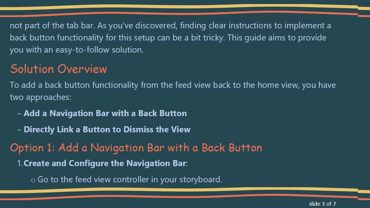 Create a Back Button for a Tabbed View App in Xcode