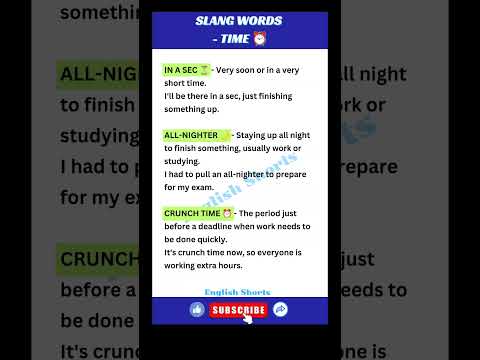Slang Words - Time #english #shorts #time #vocabulary