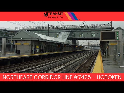 NJ Transit Train 7495 to Hoboken Announcements at Newark Liberty International Airport