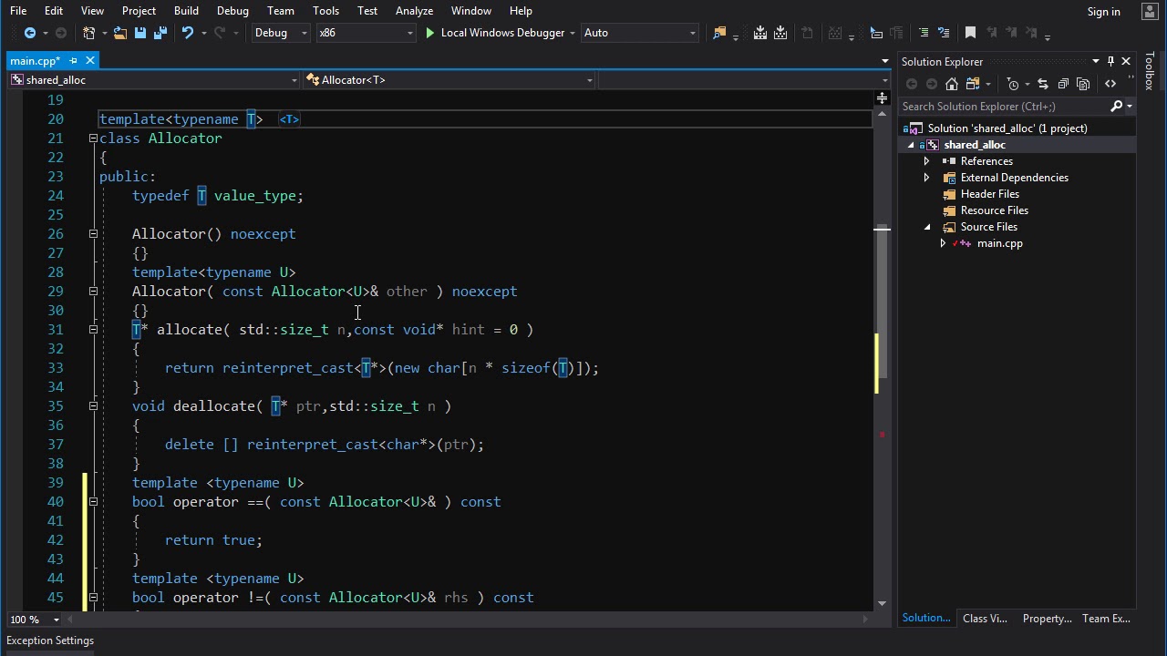 Advanced C++ Programming Tutorial 6.2 Solution [Allocator]