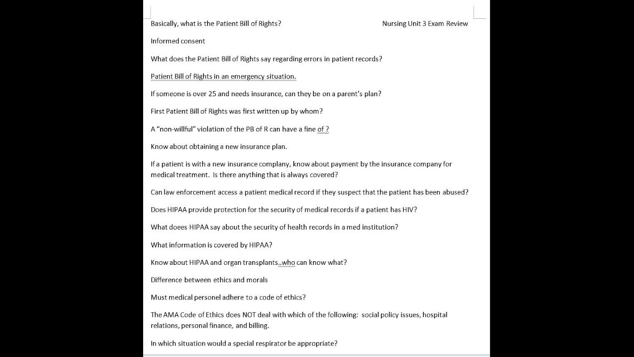 Study Guide for Health Careers Unit 3 Test