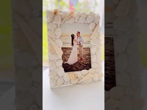 DIY Photo frame with cardboard and sea shells 🐚🌊 #diy #shorts #trending #youtubeshorts