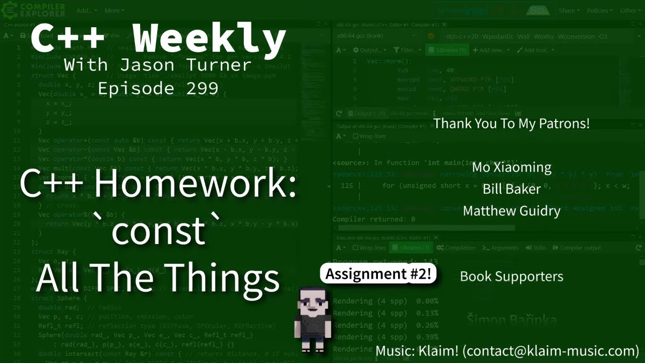 C++ Weekly - Ep 299 - C++ Homework: `const` All The Things