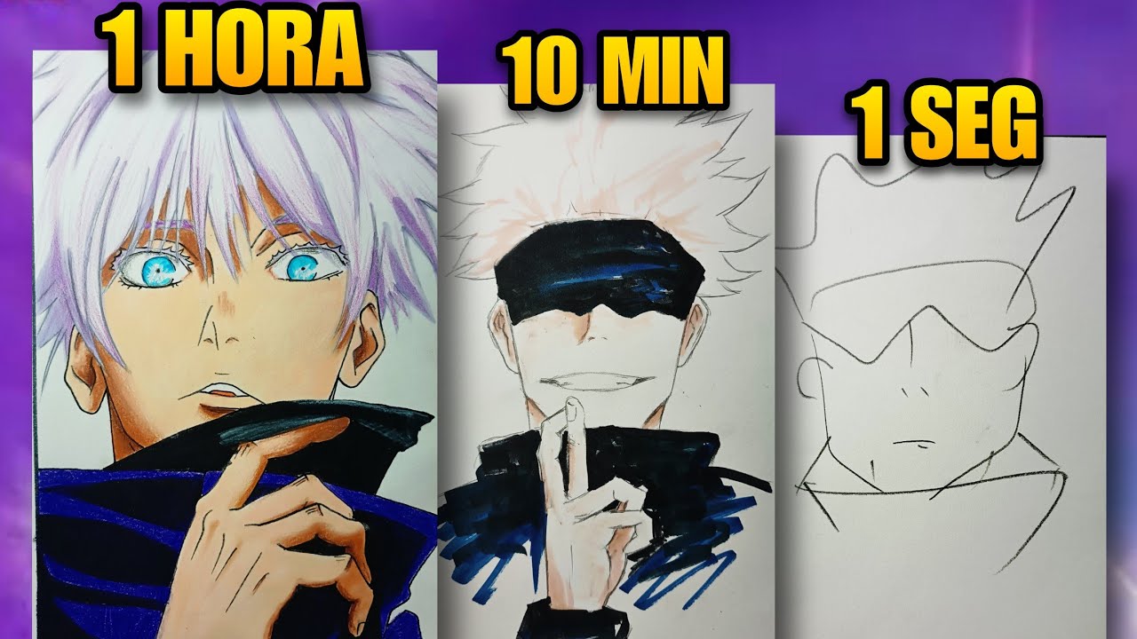 I drew Gojo in 1 second vs. 1 hour! The result is amazing! ✍️🌀