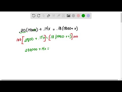 Solve each equation, and check your solution. See Examples 4 and 5 . 0.20(14,000)+0.14 x=0.18(14,00…