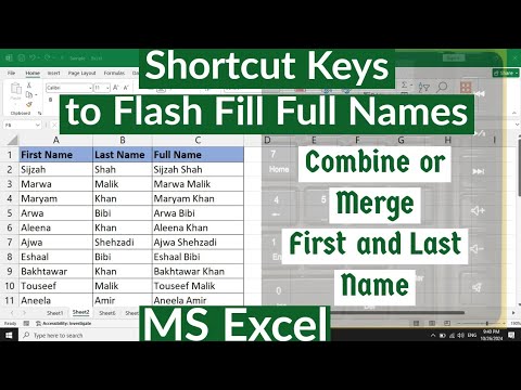 Shortcut Key to Flash Fill Full Name in Excel | Keyboard Shortcut to Flash Fill Full Name in Excel