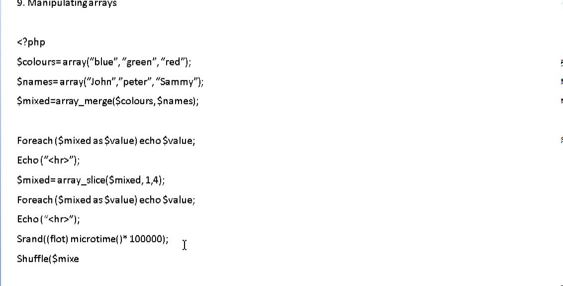 Part 40: Learning Programming (PHP Web Development) - Shuffling Array elements with Shuffle Function