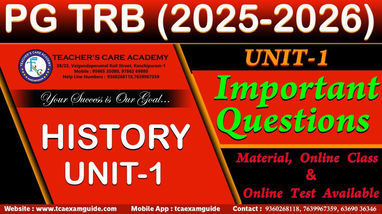 PGTRB 2025: HISTORY - UNIT 1: Important Questions