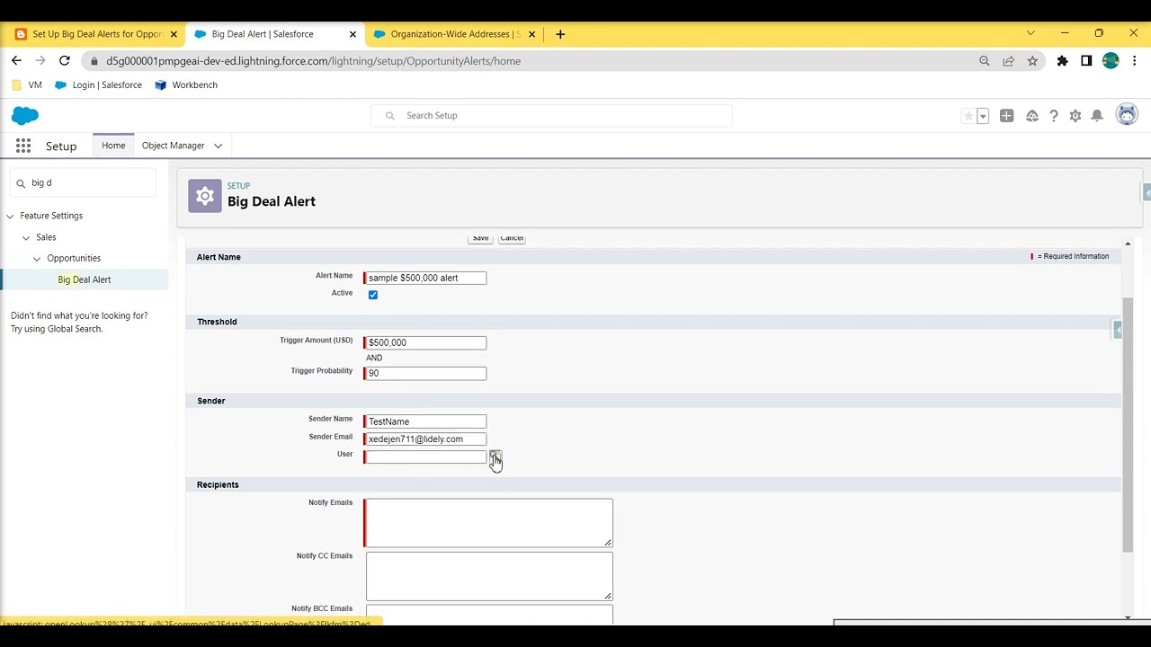 Set Up Big Deal Alerts for Opportunities #inSalesforce