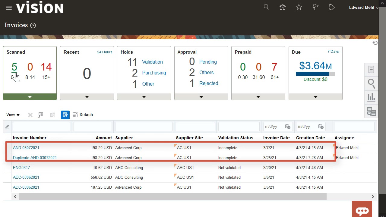 Payables | Complete an Invoice from a Scanned Image