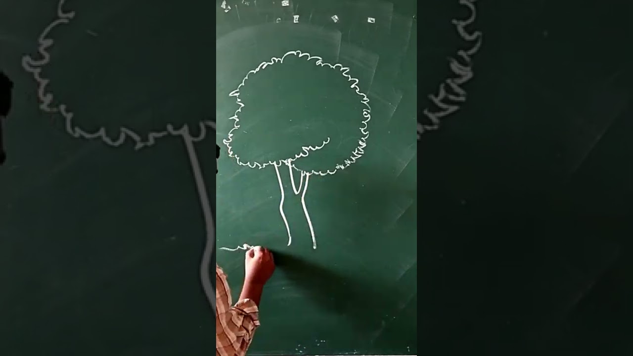 Easy tree clipart chalk drawing...  #shorts
