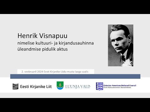 ERKU Visnapuu nimelise kultuuriauhinna tseremoonia otseülekanne VIDEO ...