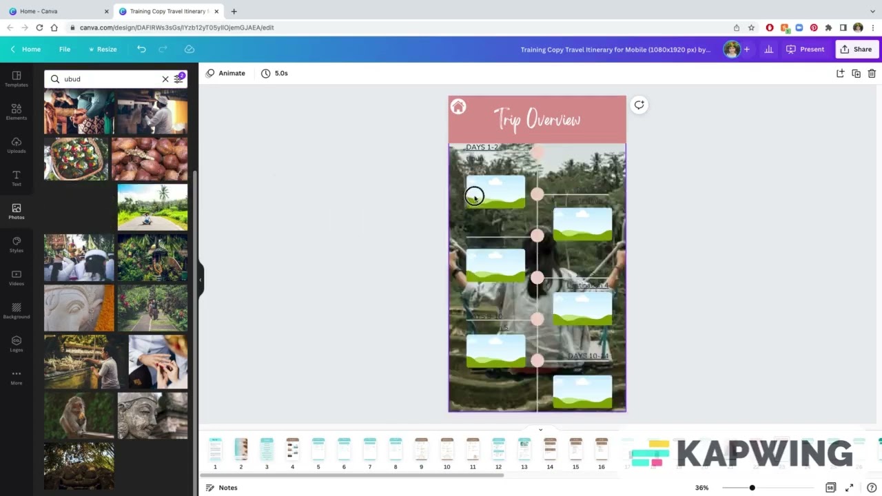 How to Edit the Mobile Travel Itinerary Canva Template from Organised Puffin