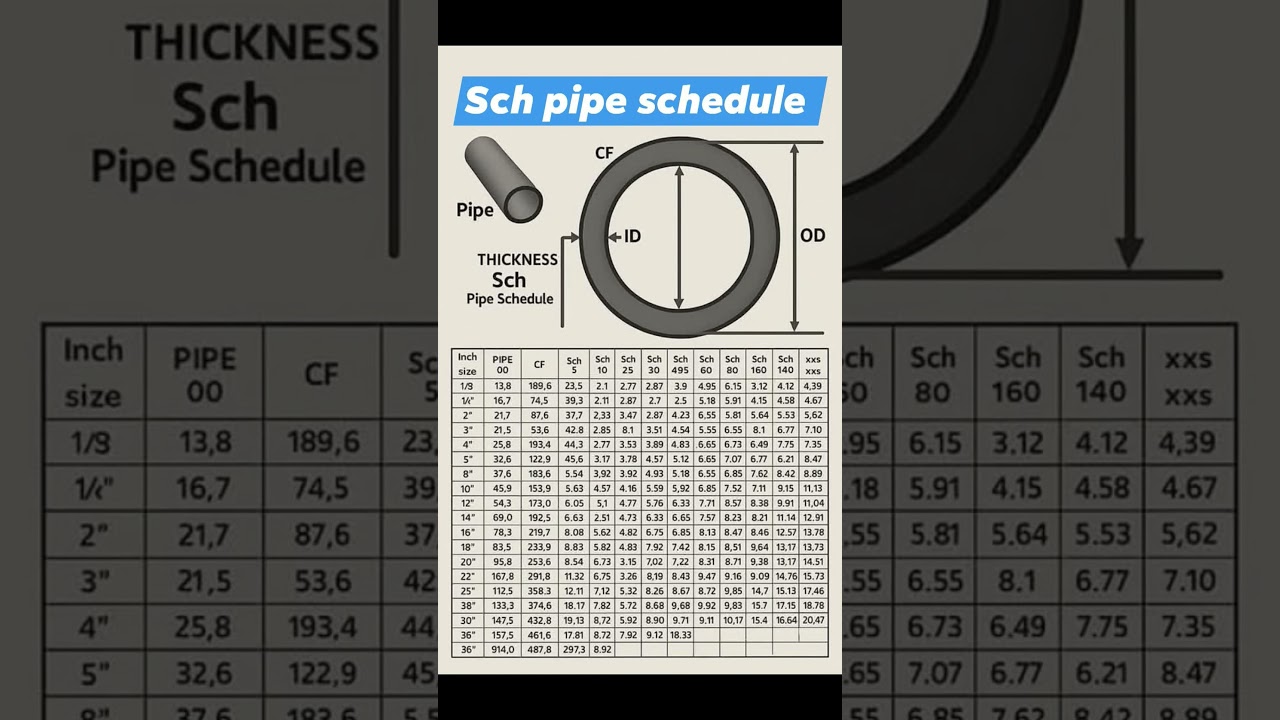 Pipe Shedule Chart #pipe #pipelining #airconditioning #pipe #fabrication