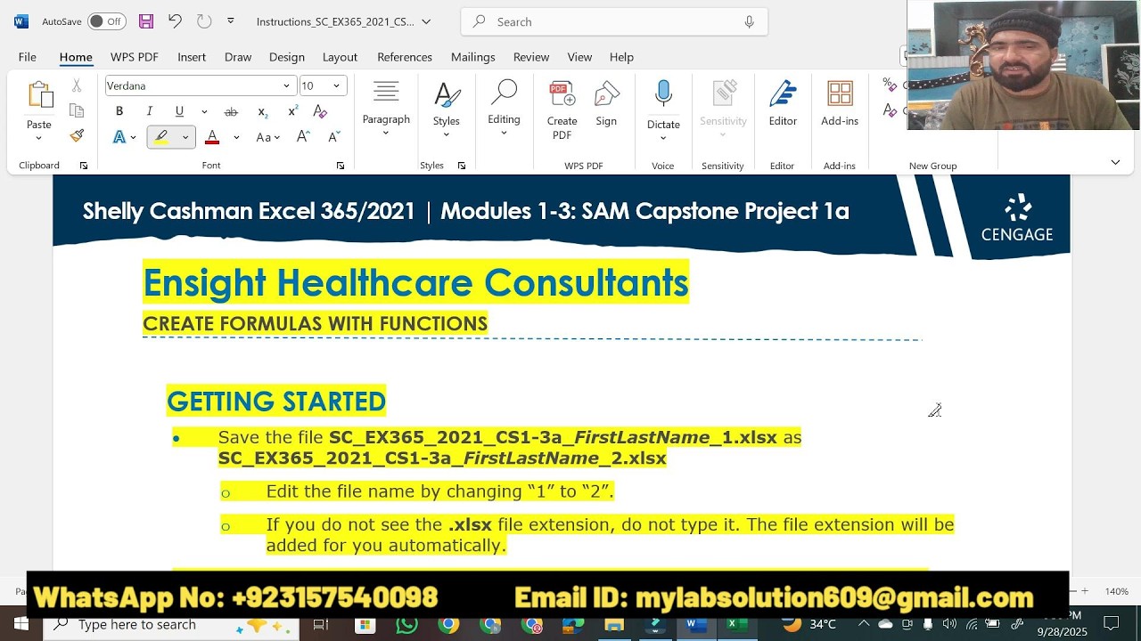 Shelly Cashman Excel 365/2021  Modules 1-3 SAM Capstone Project 1a | Ensight Healthcare Consultants