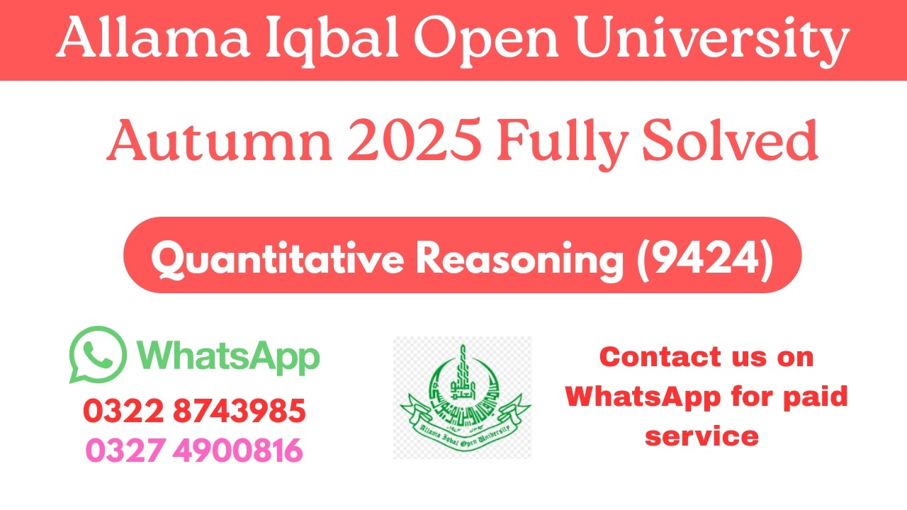 9424 Quantitative Reasoning Assignment  Autumn 2025 | Fully Solved + PDF