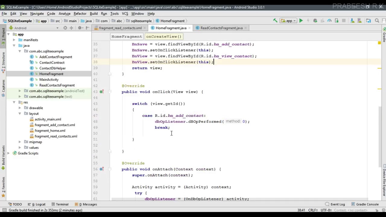 20 Android tutorial 2018   20   SQLite   Read Information from database 1