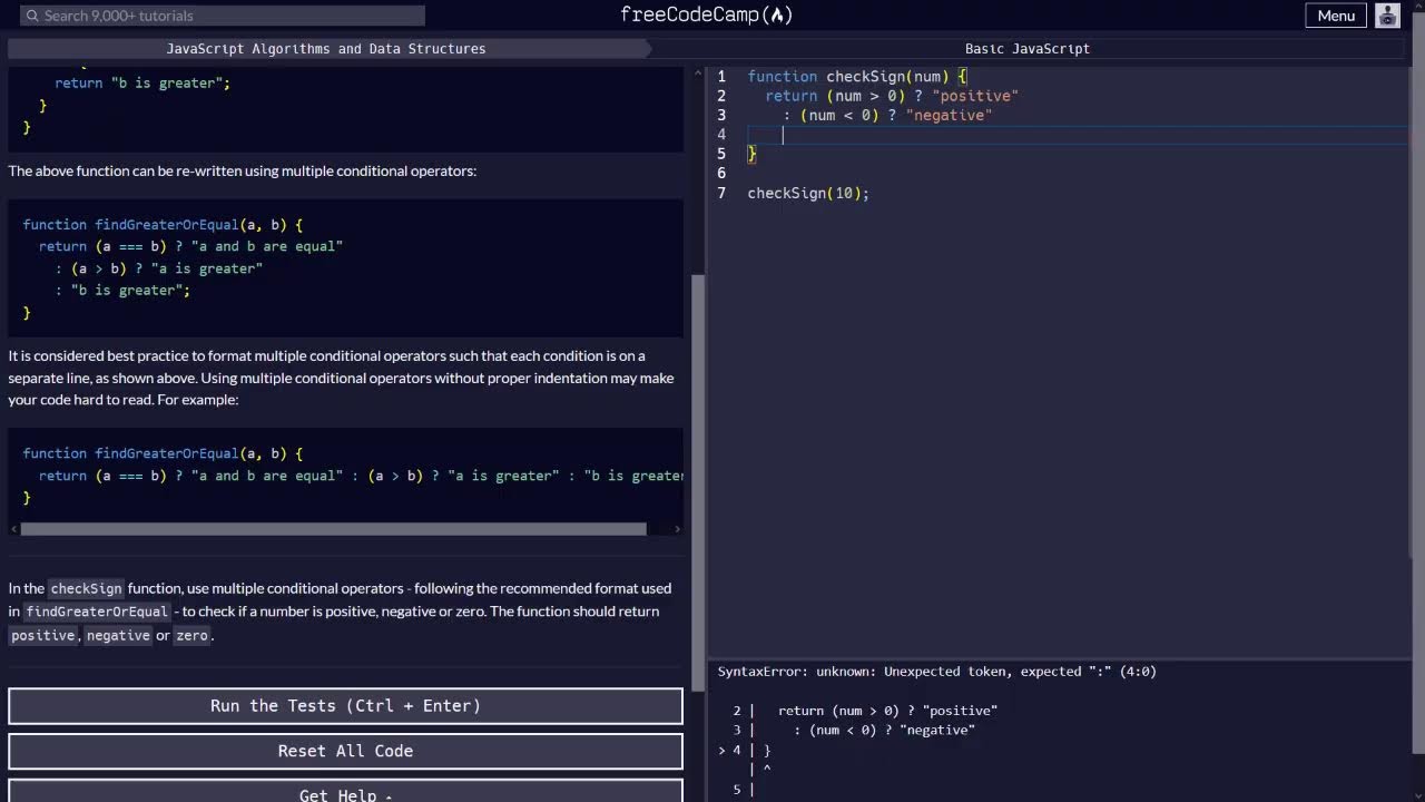 Use Multiple Conditional (Ternary) Operators with JavaScript FreeCodeCamp.Org