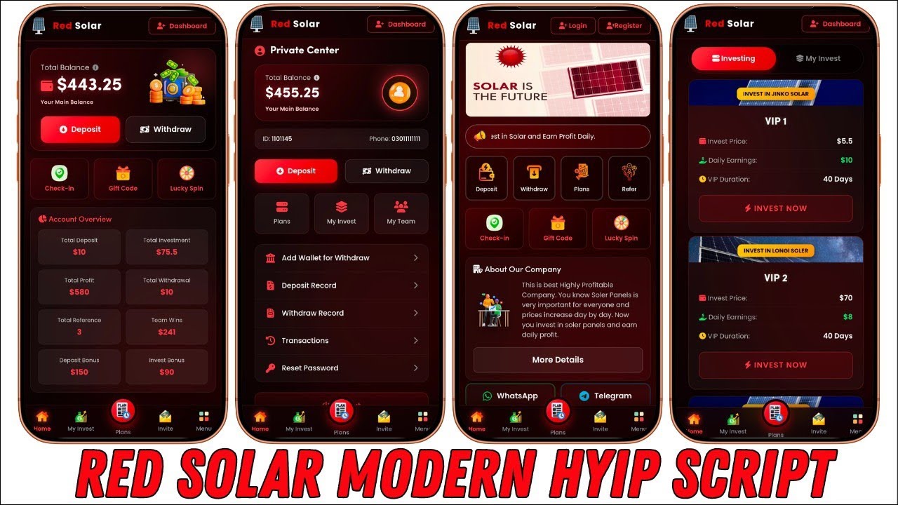 Create your own hyip investment website | how to create hyip investment website | red solar script