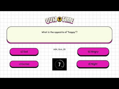 What Is The Opposite Of "Happy"?? | #genralknowledge #gkquiz #mcqs #oppositewordsforkids #basicstudy
