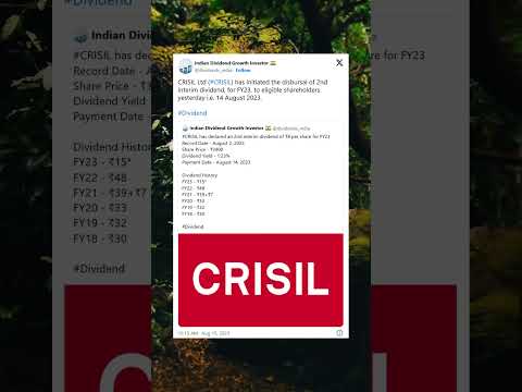 CRISIL Ltd 2nd interim dividend credited in bank accounts of shareholders. (14 August 2023)