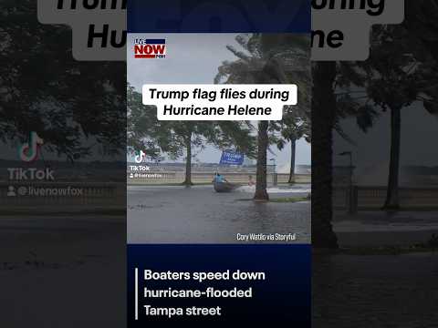 Watch as boaters in Florida fly the #MAGA Trump 2024 flag during Hurricane Helene