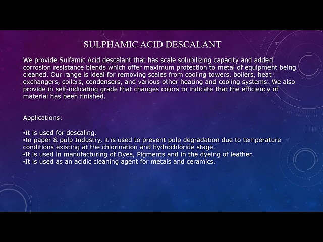 Descalant - Sulphamic Acid Descalant Manufacturer from Hyderabad