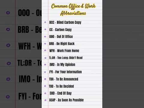 common abbreviation for ofc nd work...@speakupspark #english#learnenglish#vocabulary#viral