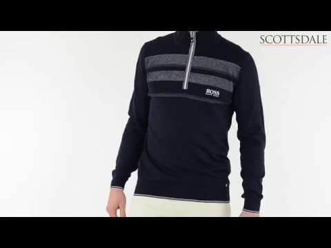 Hugo Boss Zelchior Pro Zip Neck Sweater Navy