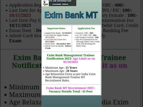 #Exim Bank management Trainee# New vacancy 2023# job notification #