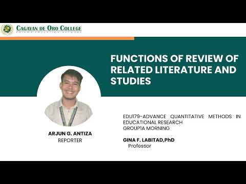 FUNCTIONS OF REVIEW OF REVIEW OF RELATED LITERATURE
