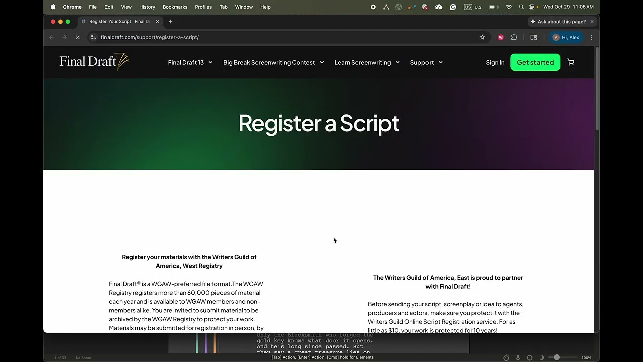 How to Register Your Script Using Final Draft