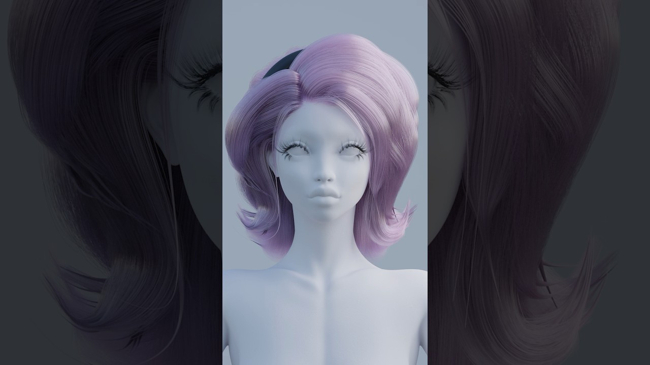 old particle hair system practice 💜 #blender #b3d #characterdesign #hair