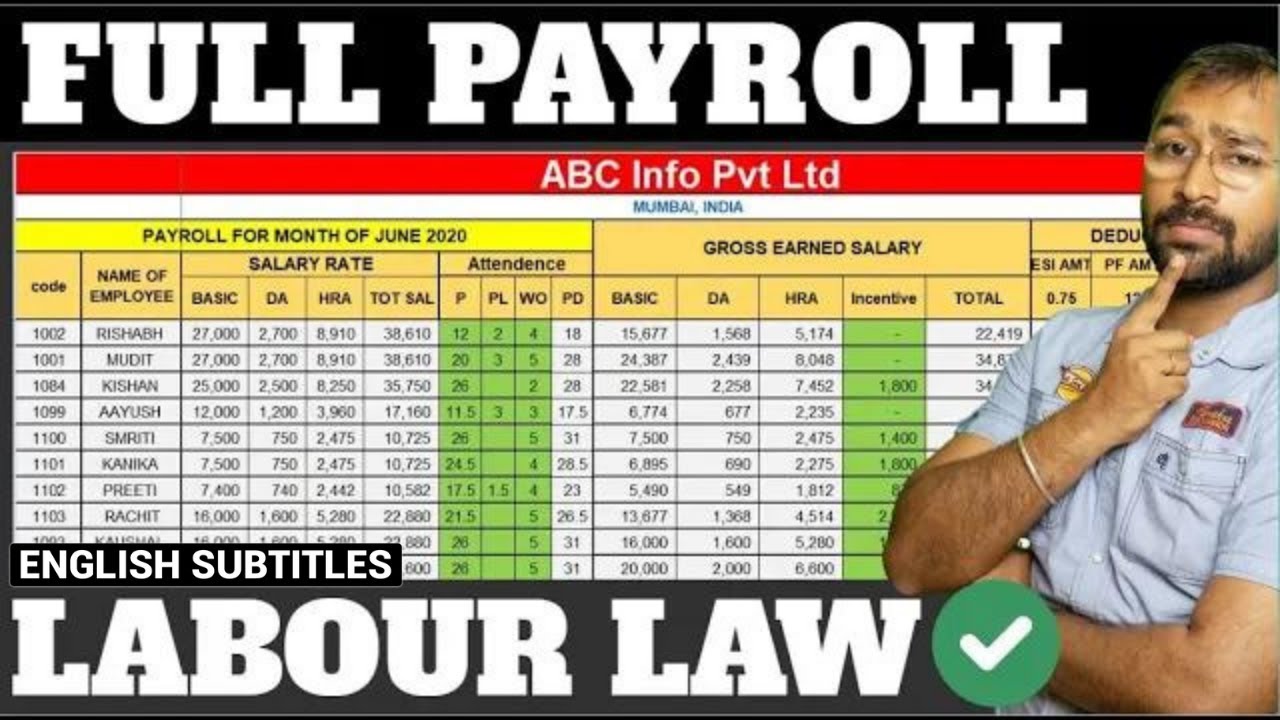 🔴How to make Payroll in Excel for beginners | Payroll Calculation as per Labour Laws