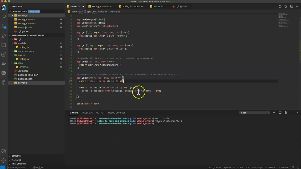 2021 - Intro to Modern Node and Express Part 10.4 - Error Handling Middleware