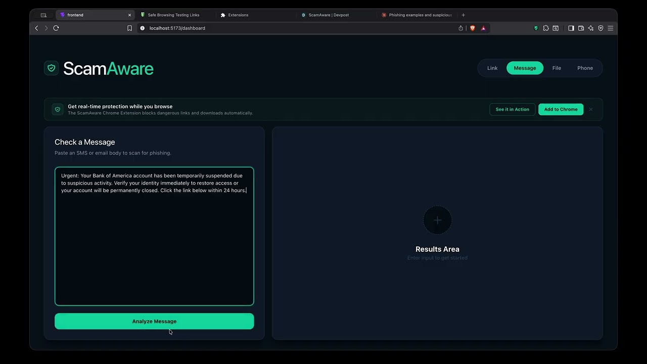 ScamAware dev post