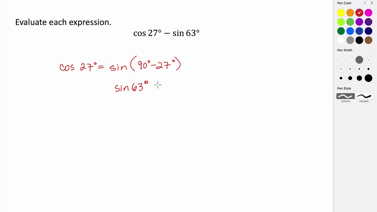 Using the Complementary Angles Theorem