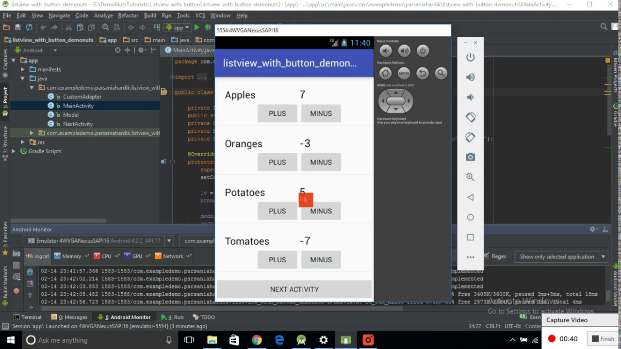 listview with button android demonuts