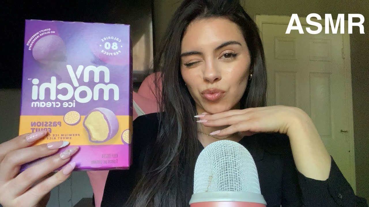 ASMR|| Passion Fruit Mochi Ice cream💕 (sticky eating sounds) 