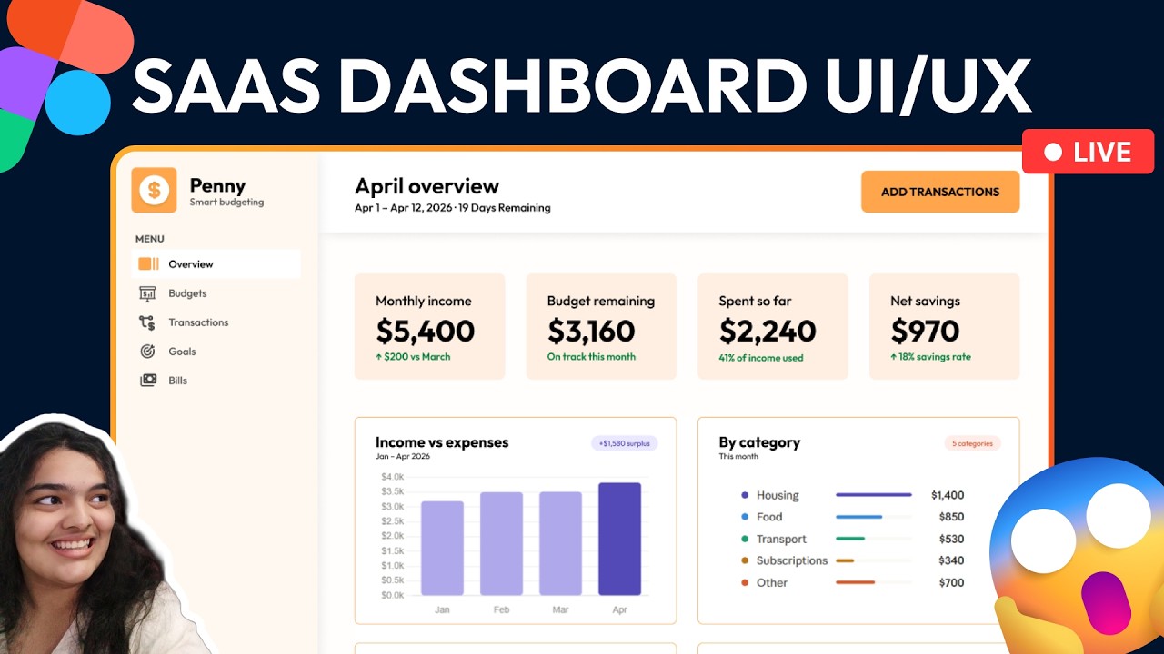 🔴 Designing a Finance SaaS App UI in Figma for Beginners 🎯💸💰