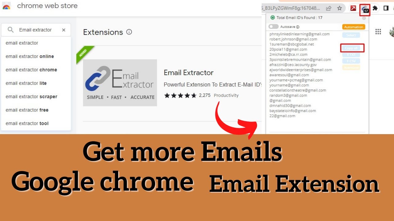 How to use the email extractor extension the google chrome Browser