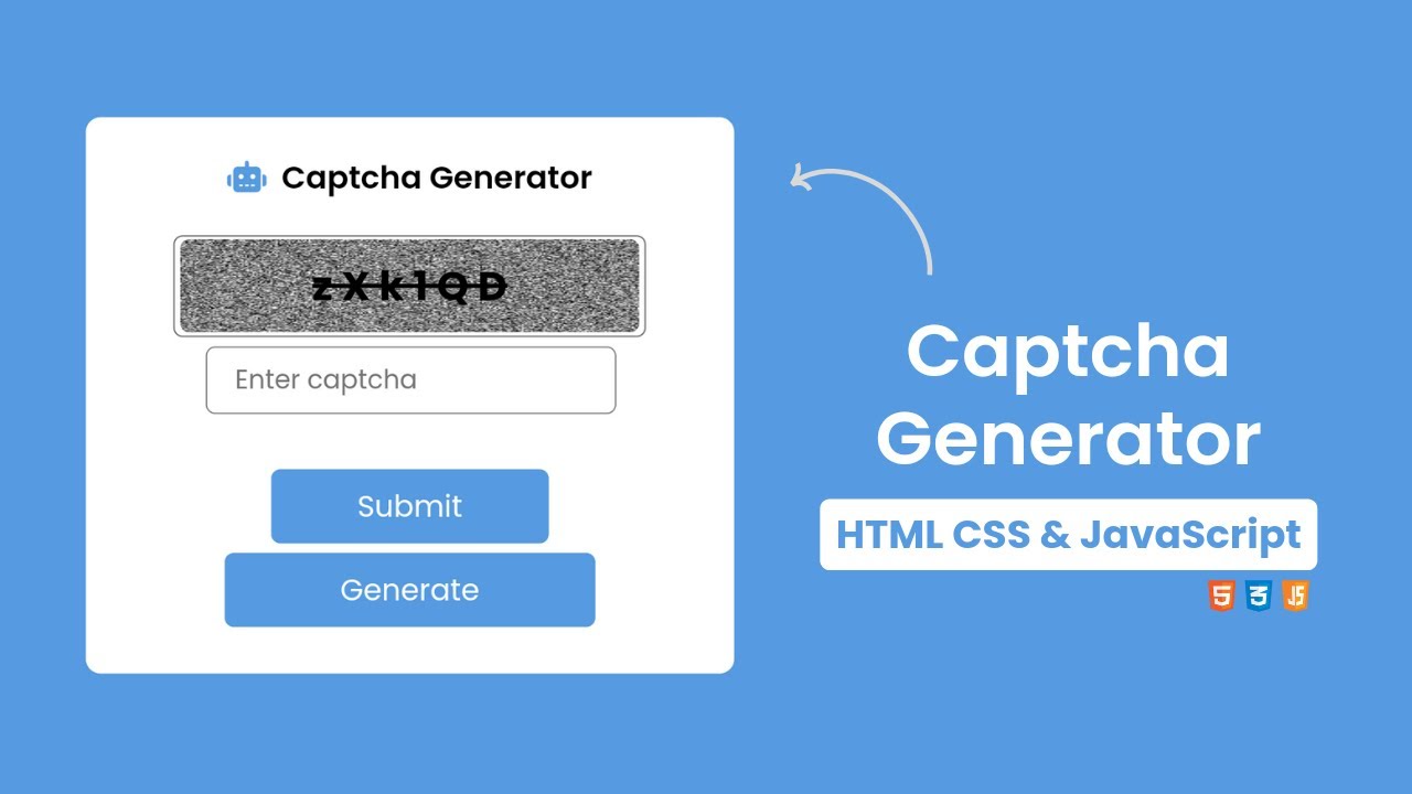 Captcha Generator using HTML CSS & Javascript | Captcha Generator using Javascript